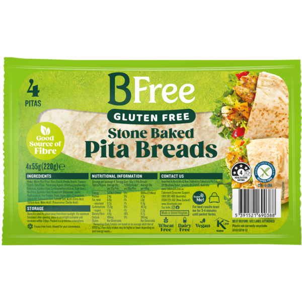 Authentic Stone-Baked Pitta Breads from BFree Foods AUS